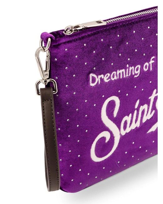 Mc2 Saint Barth Parisienne Embellished Velvet Pouch in Purple | Lyst
