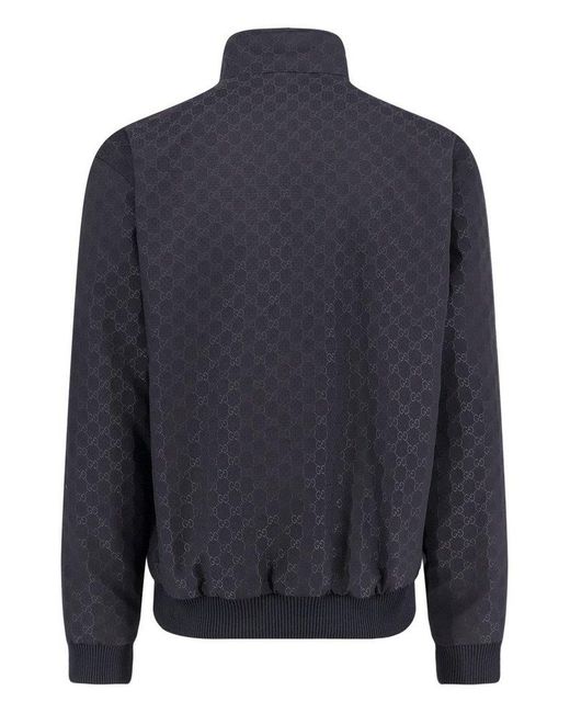 Gucci Ripstop Monogrammed Zip-Up Jacket in Blue for Men | Lyst