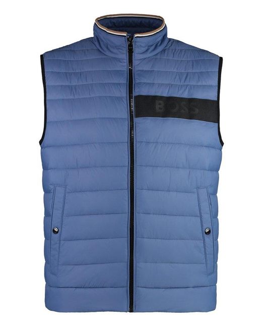 BOSS Logo Detailed Padded Gilet in Blue for Men | Lyst Canada
