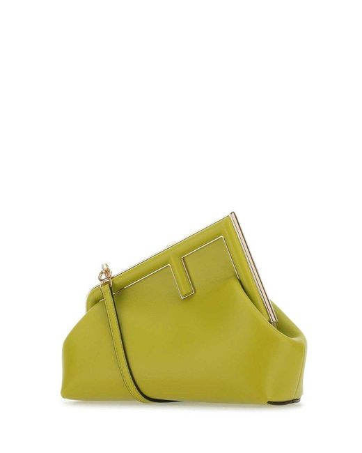 Fendi First Wasabi Leather Clutch Bag in Yellow | Lyst