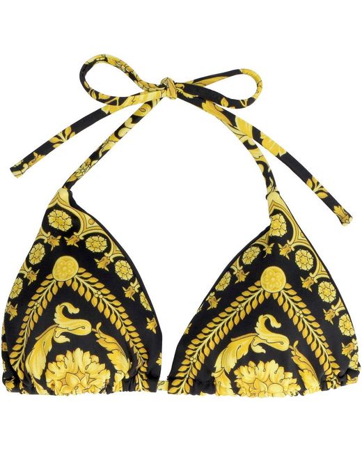Versace Synthetic Baroque Print Triangle Bikini Top In Blue Save 6