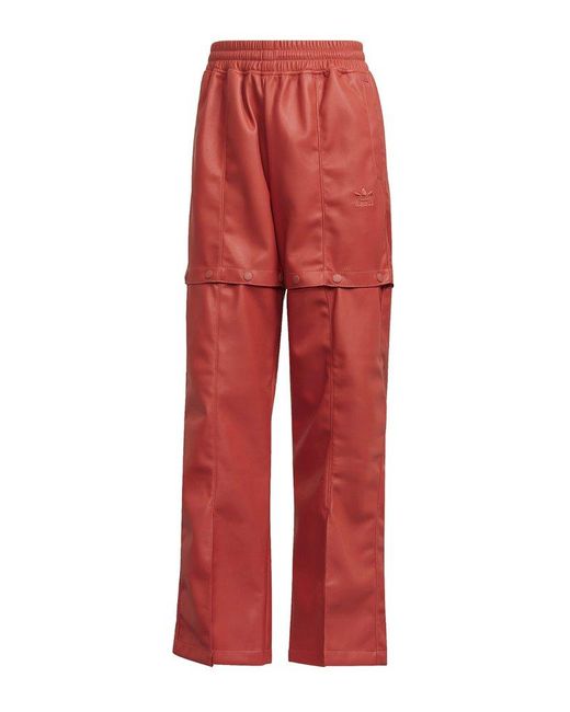 adidas Originals Synthetic Faux-leather Track Pants in Pink (Red ...