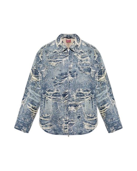 DIESEL D-Ivar-Fsg1 Floating-Thread Denim Jacket in Blue for Men | Lyst UK