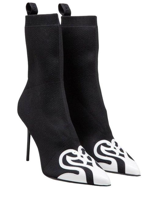 Balmain Sock Style Stretched Ankle Boots in Black | Lyst