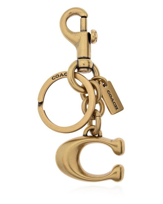 COACH Logo Plaque Keychain in Black | Lyst