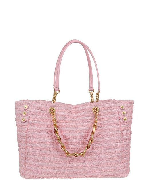 Balmain Tweed Effect 1945 Soft Tote Bag in Pink | Lyst