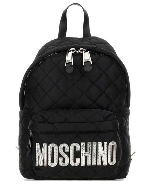 Moschino Quilted Nylon Backpack in Black | Lyst