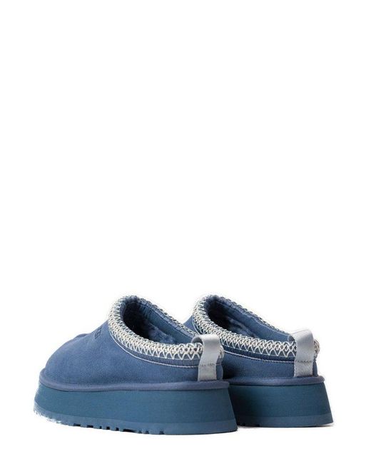 UGG Tazz Logo Embossed Platform Slippers in Blue | Lyst