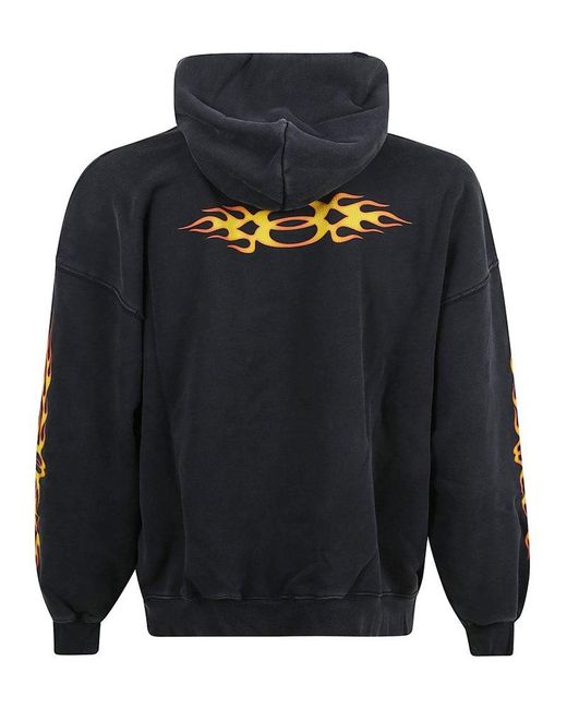 Balenciaga Burning Unity Logo Printed Distressed Hoodie in Blue for Men ...