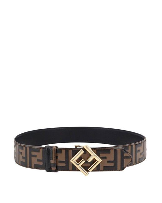 Fendi Ff Diamonds Buckled Reversible Belt in Gray | Lyst