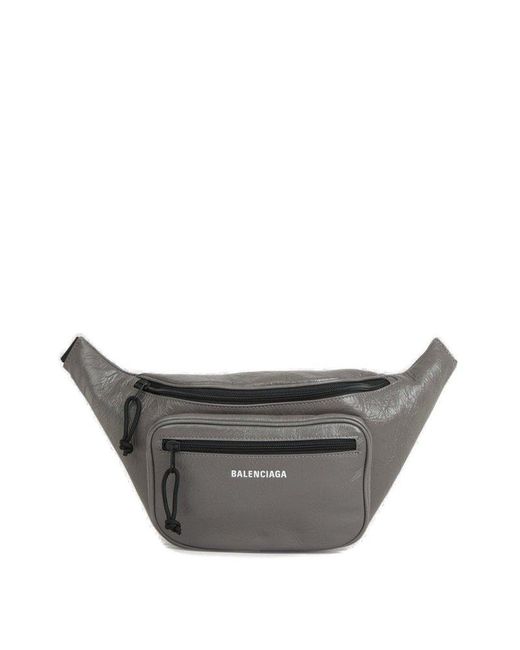 Balenciaga Logo Embossed Explorer Belt Bag in Grey for Men | Lyst UK