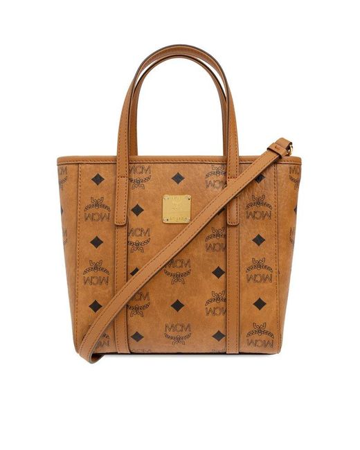 MCM Handbag With Monogram in Brown | Lyst