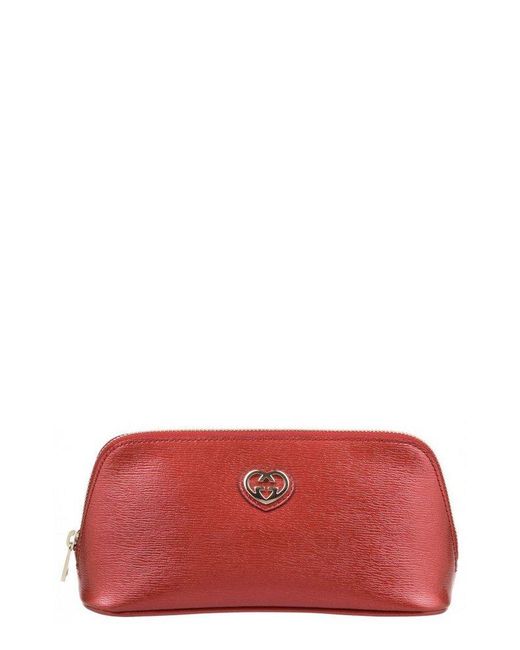 Gucci Gg Heart Logo Cosmetic Bag in Red | Lyst