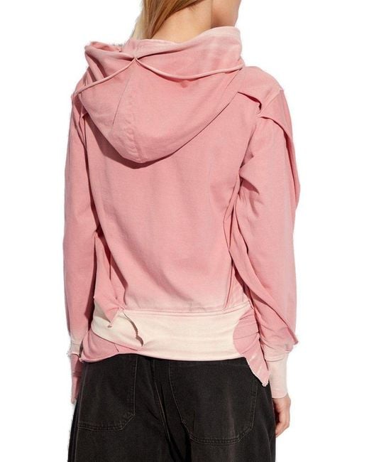 DIESEL Hoodie With Destroyed Peel-off Effect in Pink | Lyst