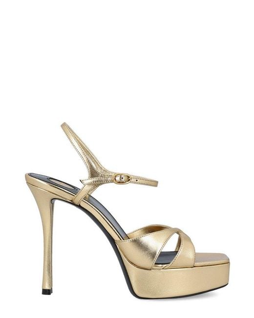 Saint Laurent Debbie Platform Sandals in Metallic | Lyst