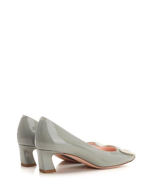 Roger Vivier Trumpet Squared Toe Pumps in Green | Lyst
