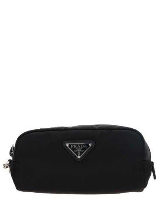 Prada Re-Nylon Triangle-Logo Zip-Up Pouch in Black | Lyst