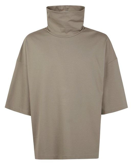 Fear Of God High-Neck Drop-Shoulder T-Shirt in Natural for Men | Lyst