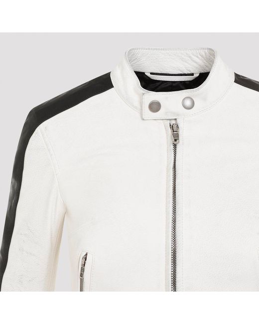 Balenciaga Leather Racer Jacket in Natural | Lyst