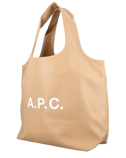 A.P.C. Ninon Logo Detailed Medium Tote Bag in Natural | Lyst