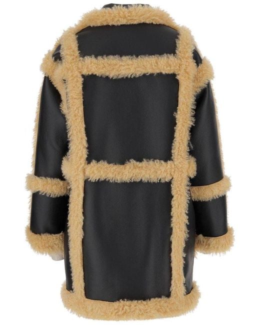 Stand Studio Hadlee Shearling Edge Coat in Black | Lyst
