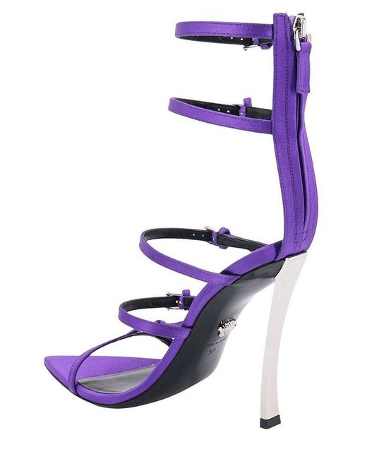 Versace Pin-Point Buckle-Strap Fastened Sandals in Purple | Lyst