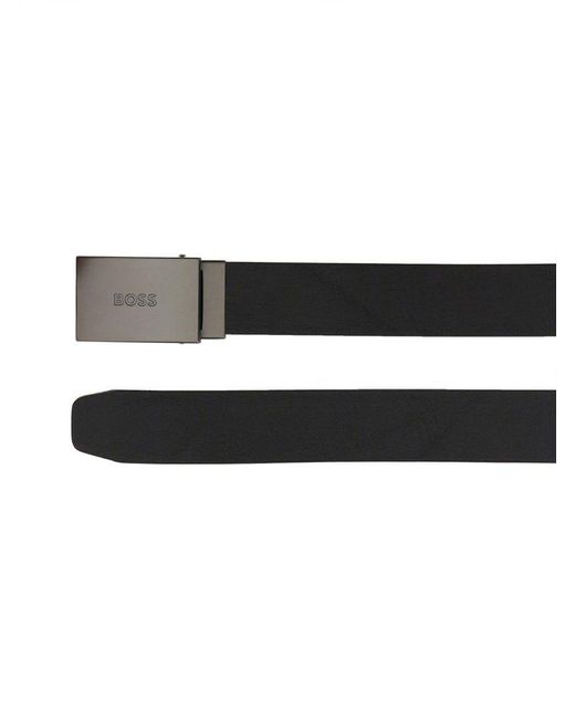 BOSS Logo-Engraved Buckle-Fastened Belt in Black for Men | Lyst