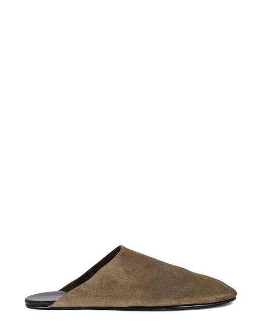 The Row Dante Round Toe Slides in Brown | Lyst UK