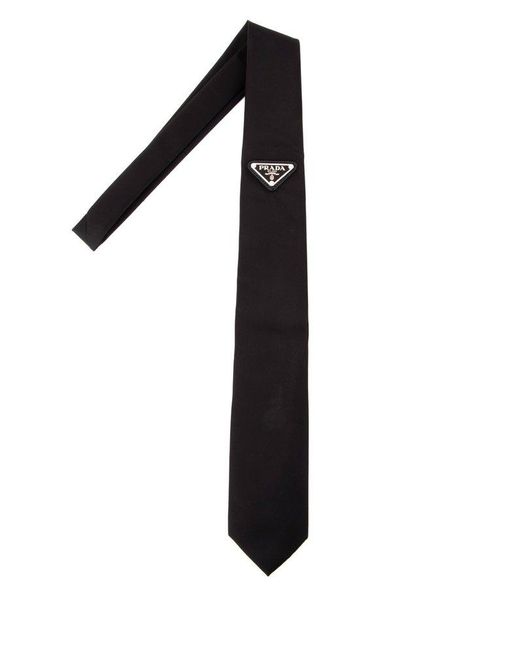 Prada Triangle-Logo Pointed--Tip Tie in Black for Men | Lyst