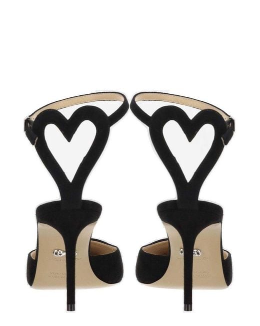 Mach & Mach Heart Detailed Pointed Toe Pumps in Black | Lyst