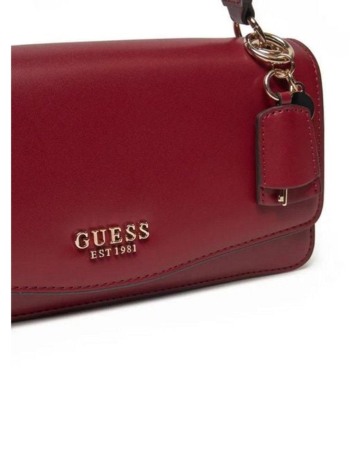 Guess Evaine Logo Lettering Flap Tote Bag in Red | Lyst