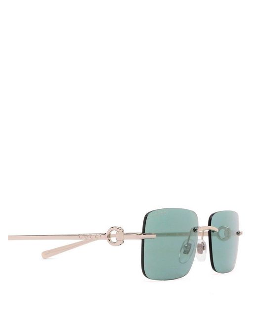 Gucci Rectangular Frame Sunglasses in Green | Lyst