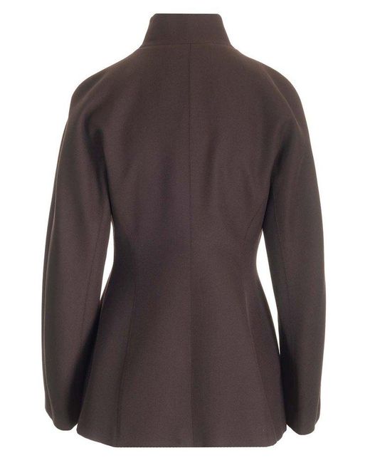 Fendi High-Neck Wrapped Tailored Jacket in Brown | Lyst