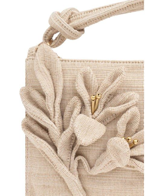 Cult Gaia Hera Flower Detailed Mini Shoulder Bag in Natural | Lyst