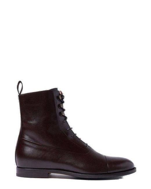 SCAROSSO Archie Round-Toe Lace-Up Boots in Brown for Men | Lyst