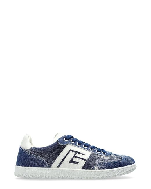 Balmain Denim Swan Trainers in Blue for Men | Lyst
