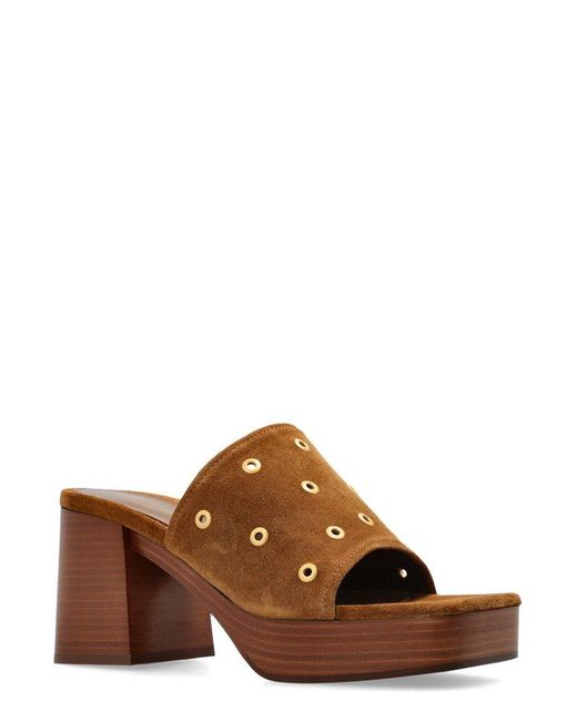 Gianvito Rossi Studded Platform Mules in Brown | Lyst
