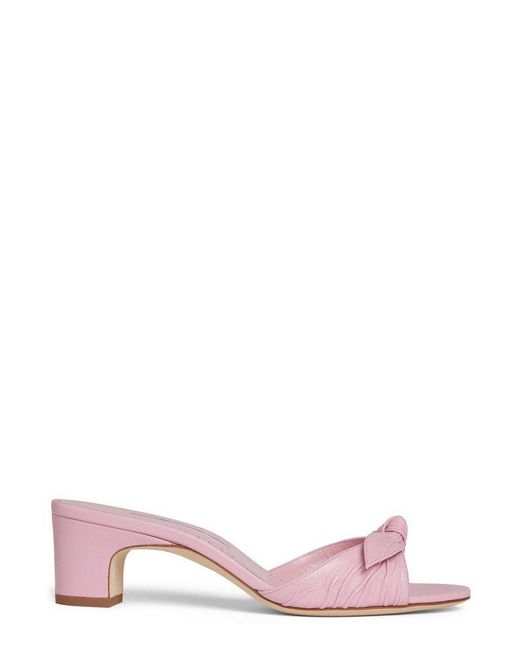 Manolo Blahnik Lolloso Bow Detailed Mules in Pink | Lyst