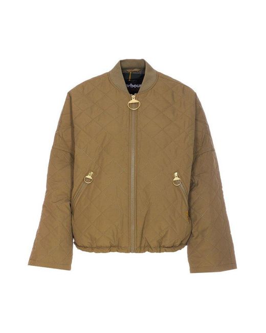 Barbour Emlyn Quilted Bomber Jacket in Natural | Lyst
