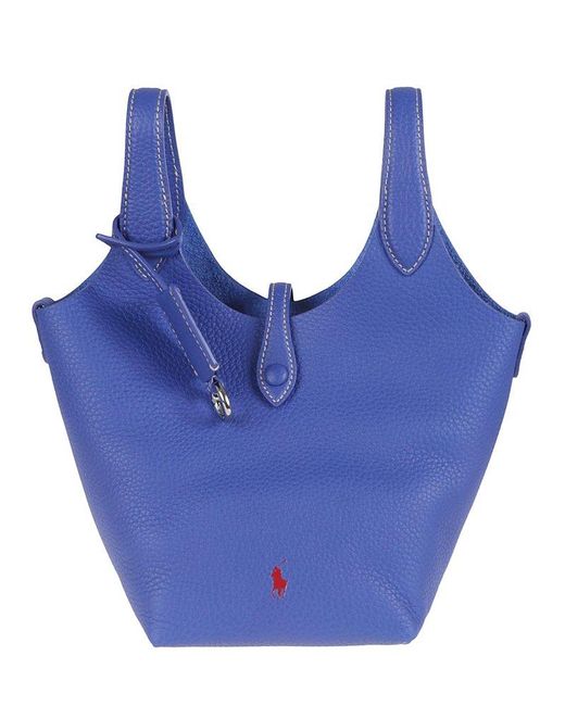 Polo Ralph Lauren Logo Detailed Small Tote Bag in Blue | Lyst