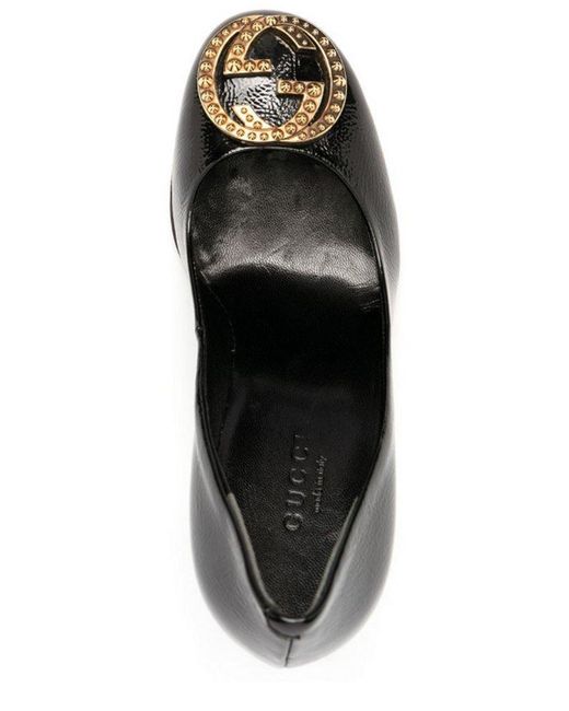 Gucci Logo Plaque High Heel Pumps in Black | Lyst