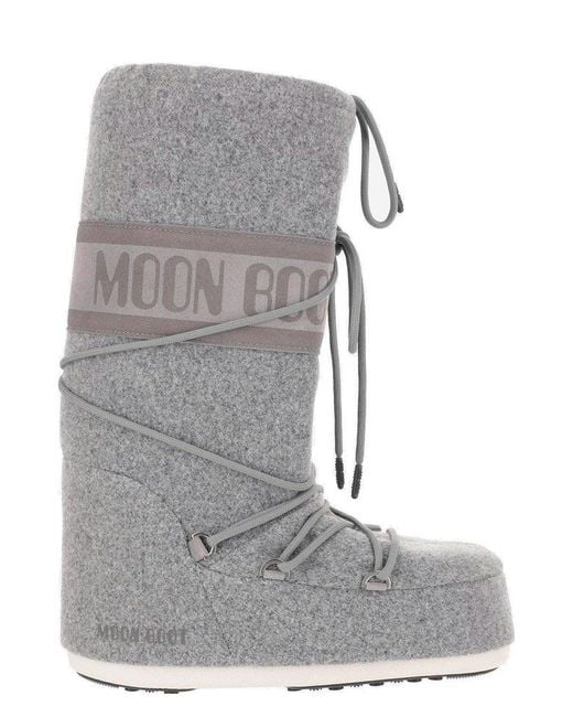 Moon Boot Icon Felted Lace-Up Boots in Gray | Lyst