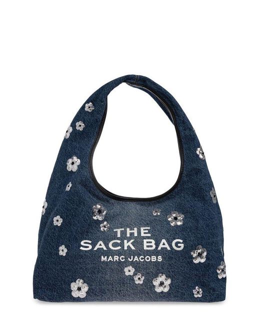 Marc Jacobs The Sequin Daisy Denim Sack Bag in Blue | Lyst UK