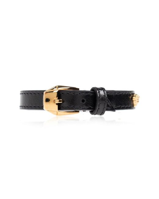 Versace Leather Bracelet in Black | Lyst UK