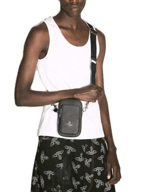 Vivienne Westwood Saffiano Phone Crossbody Bag in White | Lyst