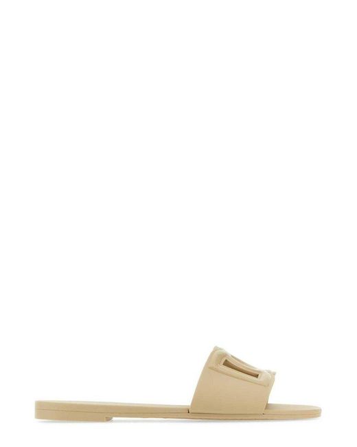 Dolce & Gabbana Dg Rubber Slides in Natural | Lyst