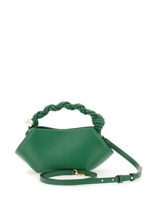 Ganni Bou Mini Handbag With Butterfly Logo And Braided Handle in Green ...