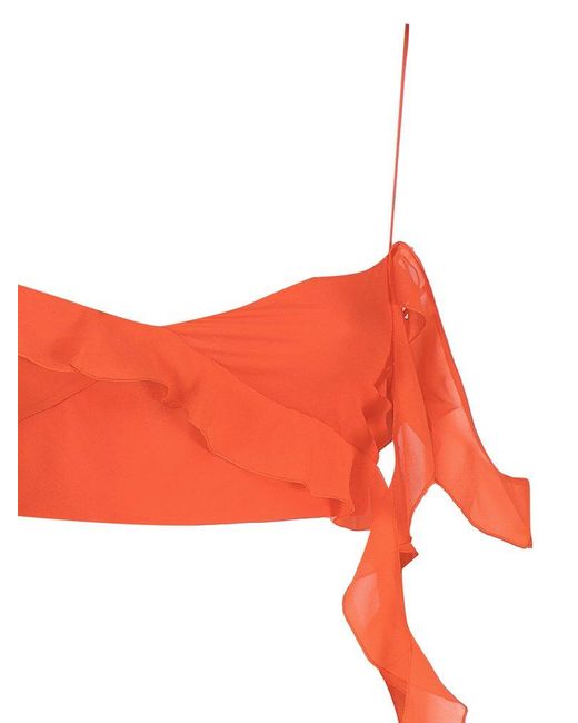 ANDAMANE Frilly Detailed Top in Red | Lyst