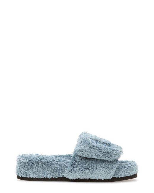 N°21 Touch Strap Terry-Cloth Flat Slides in Gray | Lyst