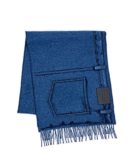 Loewe Scarf Made Of A Double-Faced Wool And Cashmere Blend in Blue | Lyst